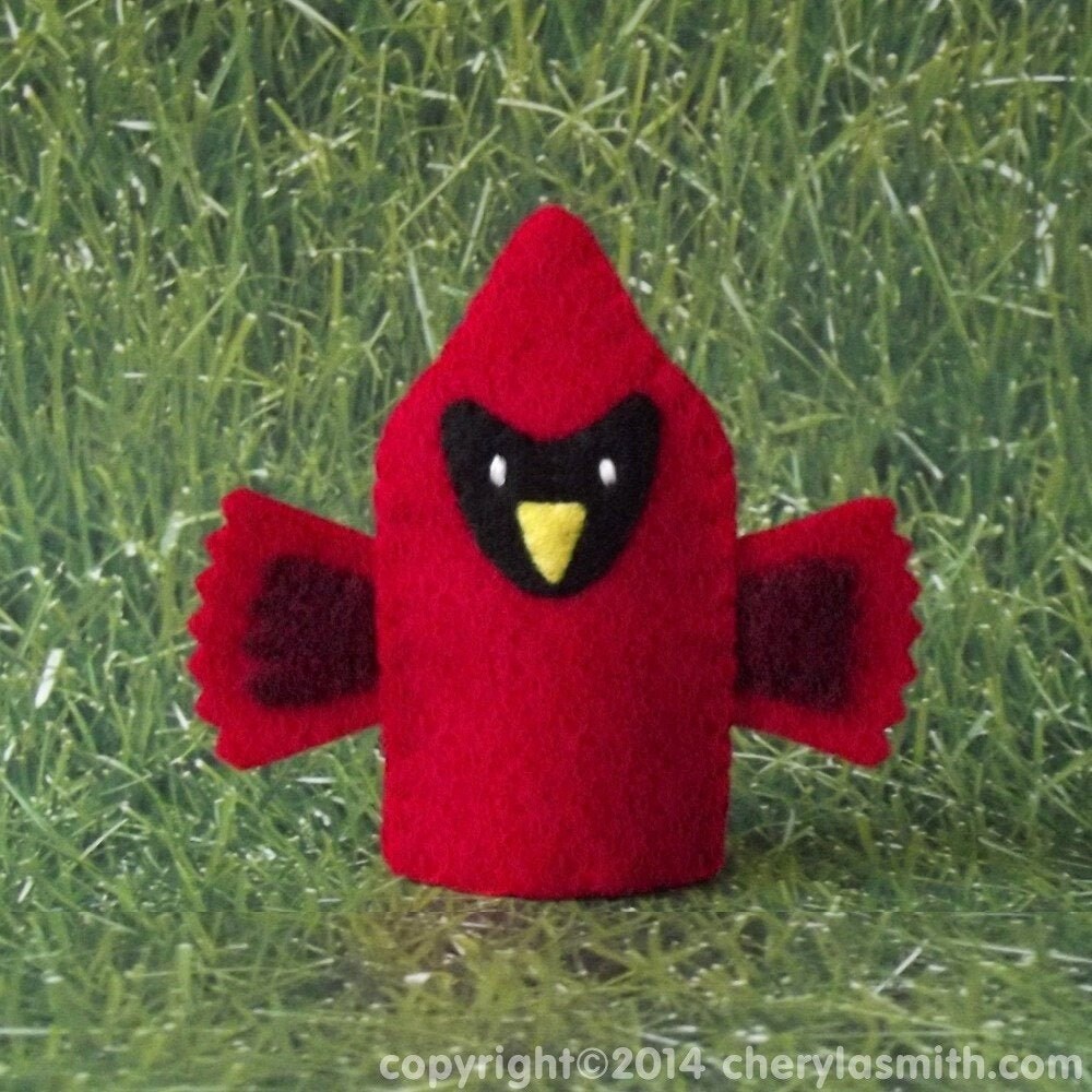 Cardinal Finger Puppet - Felt Finger Puppet Bird - Felt Cardinal Puppet ...
