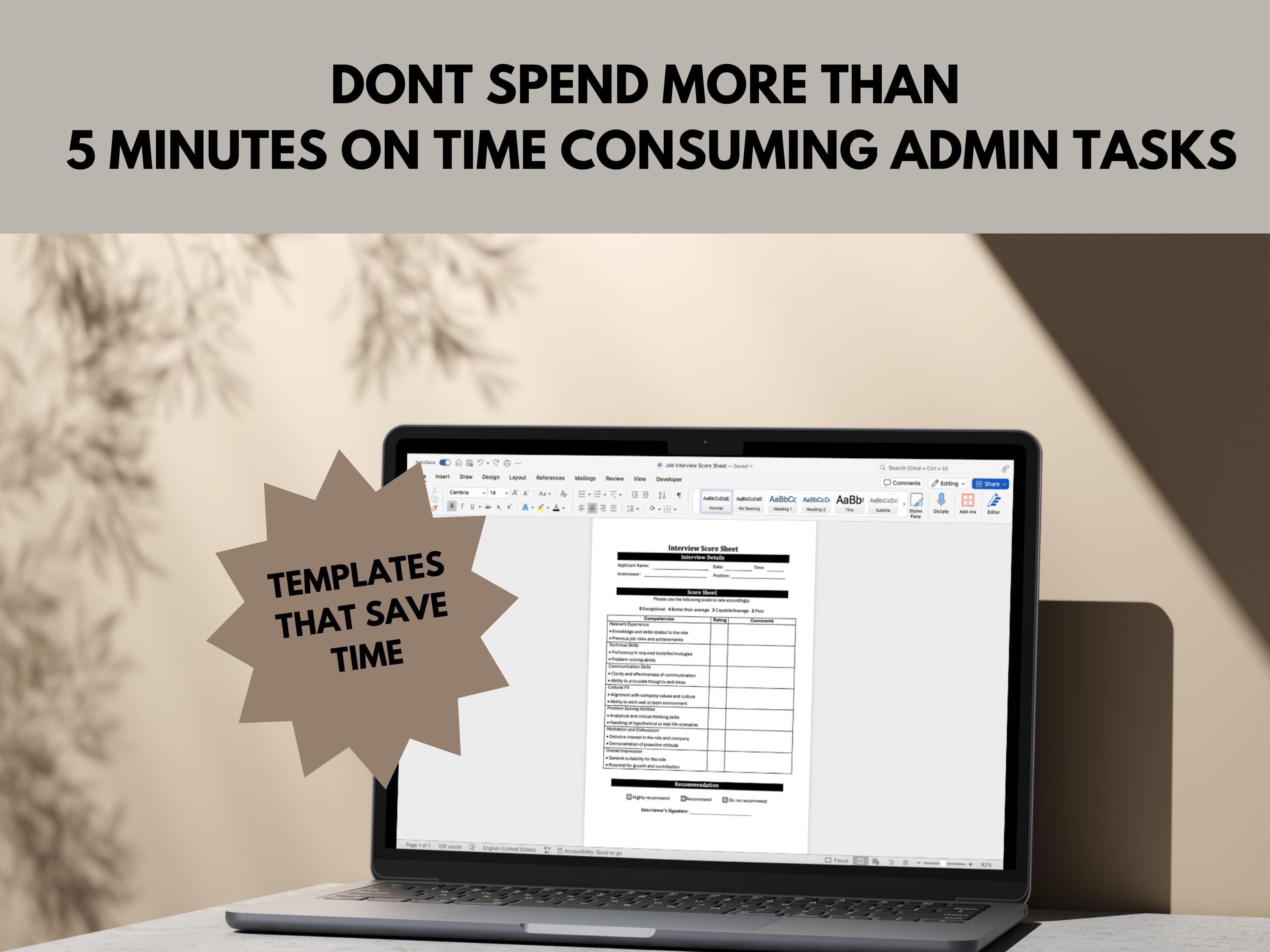 Editable Job Interview Form, Printable Template for Employers With ...