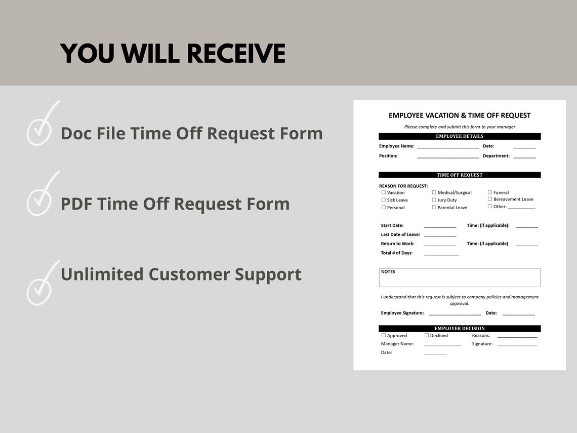 Fillable Employee Time off Request Form - Printable HR Template for ...