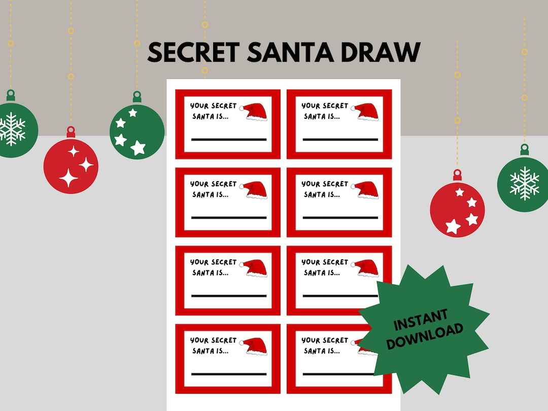 Secret Santa Draw - Cards for Office Party, Printable Gift Exchange ...