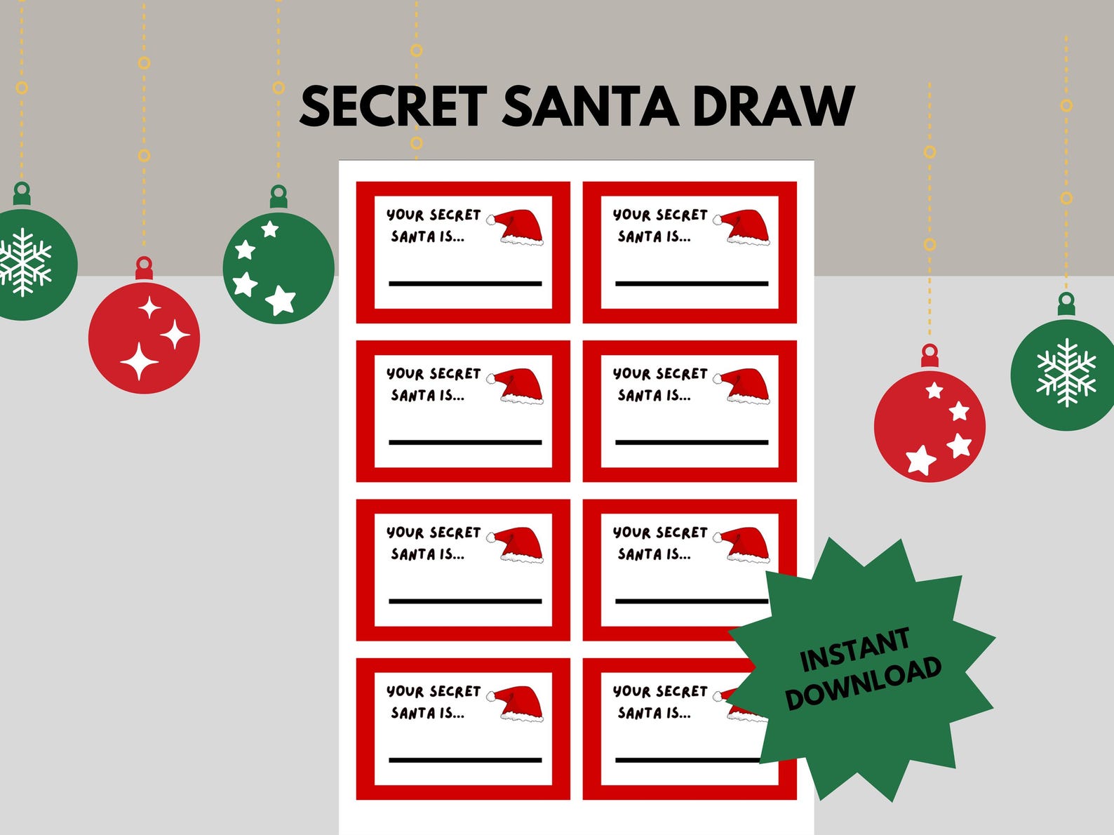 Secret Santa Draw - Cards for Office Party, Printable Gift Exchange ...