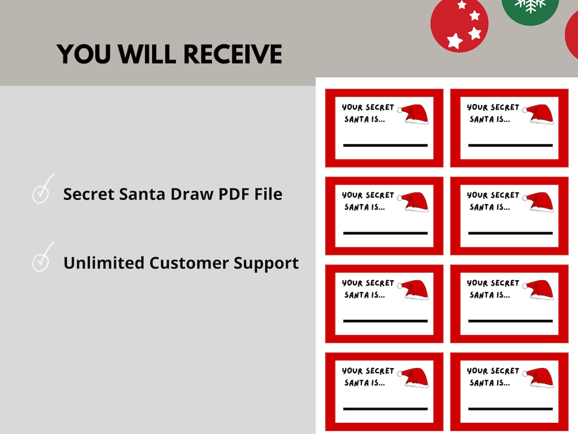 Secret Santa Draw - Cards for Office Party, Printable Gift Exchange ...