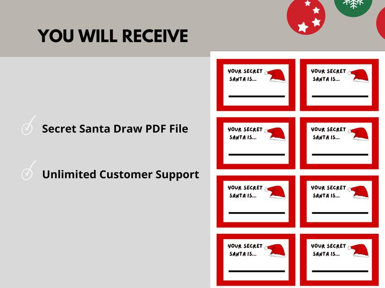 Secret Santa Draw - Cards for Office Party, Printable Gift Exchange ...