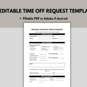 Fillable Employee Time off Request Form - Printable HR Template for ...
