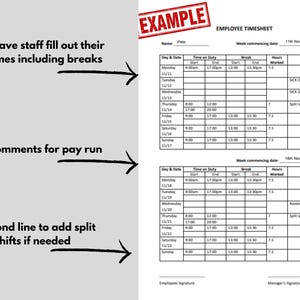 Employee Timesheet - Fillable, Printable & Editable Biweekly, Split ...