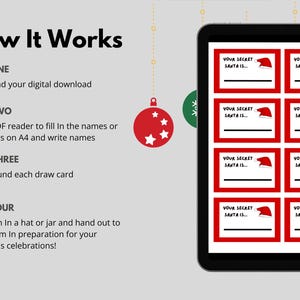 Secret Santa Draw - Cards for Office Party, Printable Gift Exchange, Xmas Gift Swap, Christmas ...