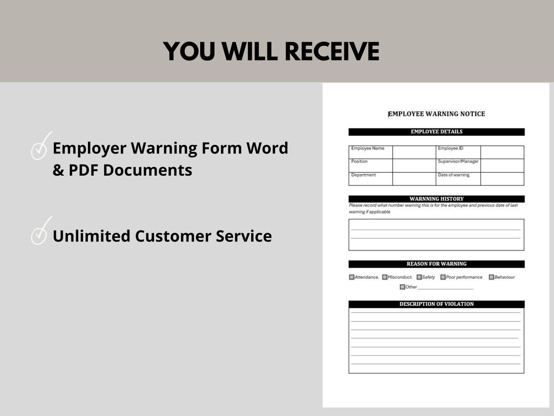 Printable Employee Written Warning Template, Fillable Employer ...