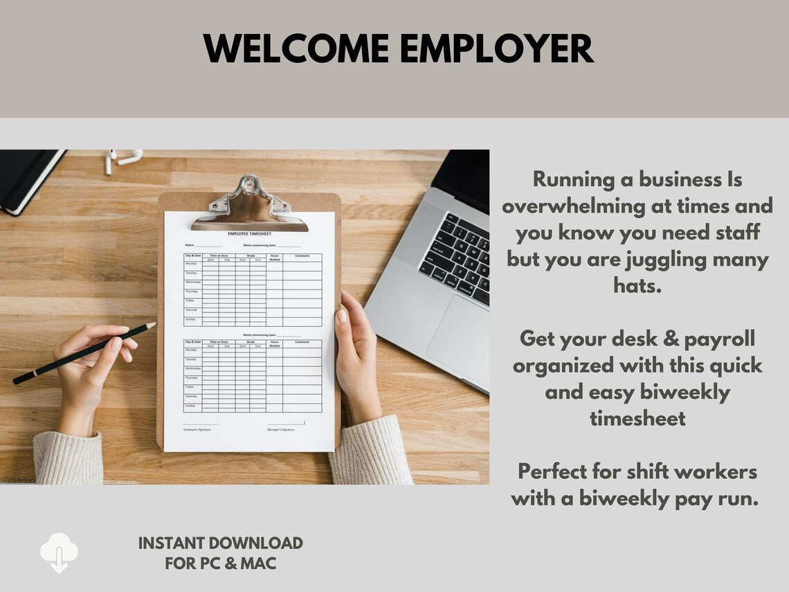 Employee Timesheet - Fillable, Printable & Editable Biweekly, Split ...