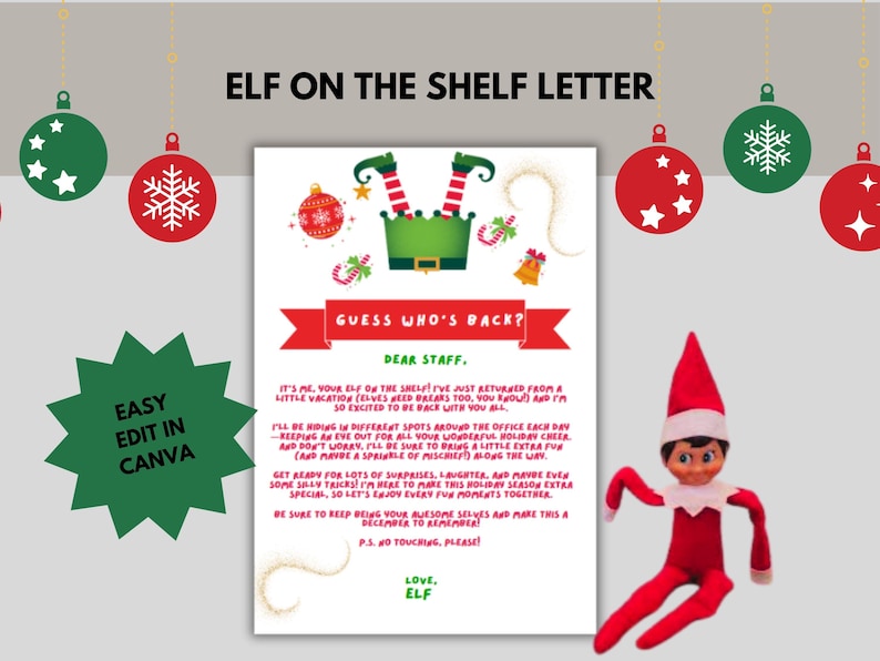 Elf on the Shelf Arrival Letter - Editable and Printable in Canva, 50 ...