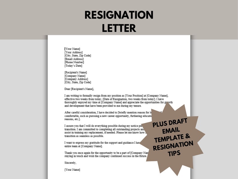 Resignation Letter Template, Notice Period, Professional & Editable ...