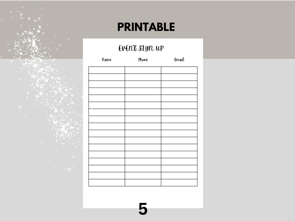 Minimalist Event Sign up Sheet - Printable Employee Sign up Template ...