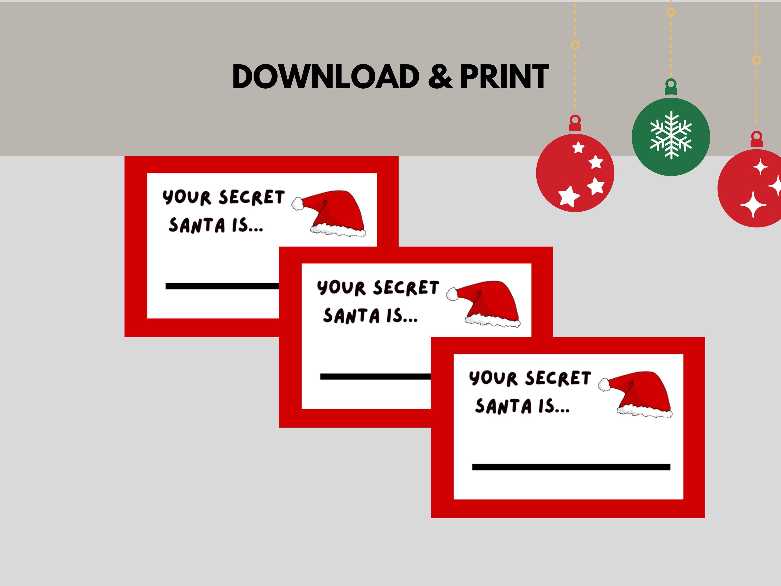 Secret Santa Draw - Cards for Office Party, Printable Gift Exchange, Xmas Gift Swap, Christmas ...