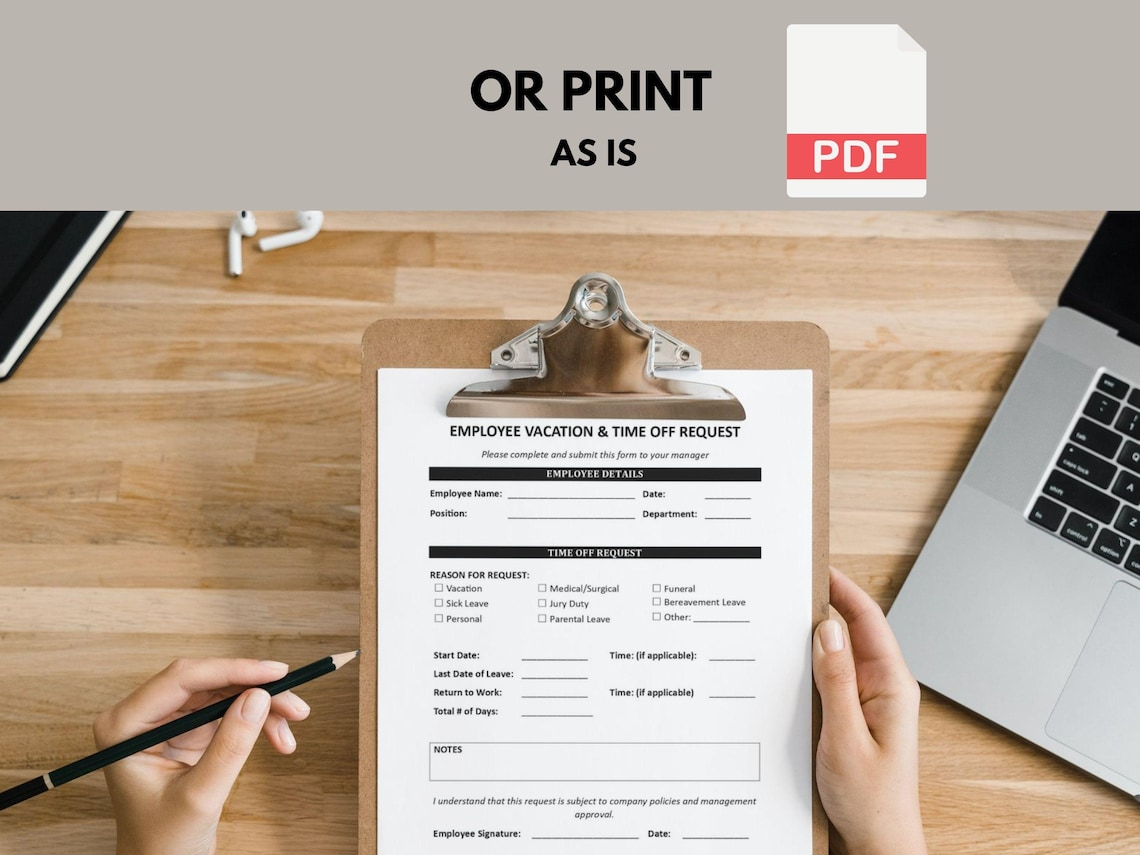 Fillable Employee Time off Request Form - Printable HR Template for ...