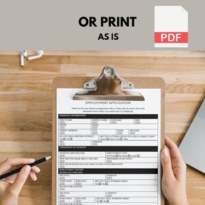Printable Job Application Form, Fillable Employer Template, Hiring ...