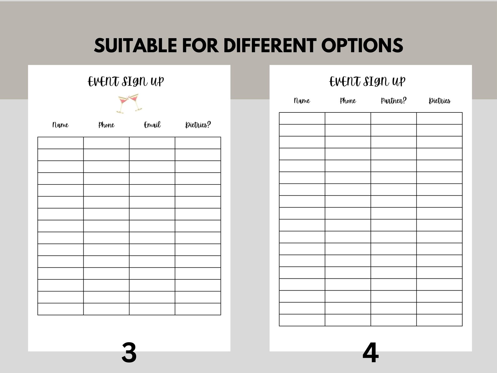 Minimalist Event Sign up Sheet - Printable Employee Sign up Template ...