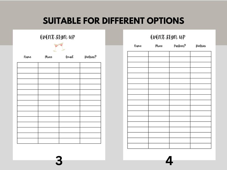 Minimalist Event Sign up Sheet - Printable Employee Sign up Template ...