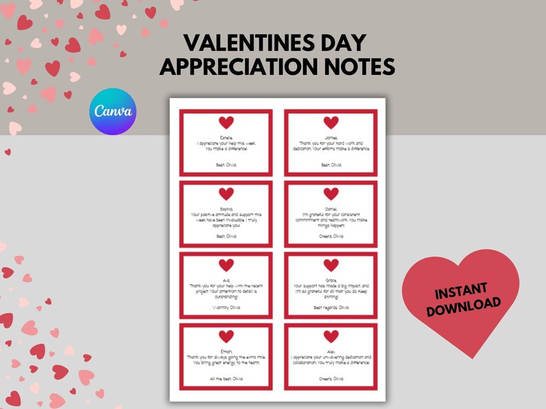Valentine's Day Thank You Notes for Employees & Team Members - Editable ...