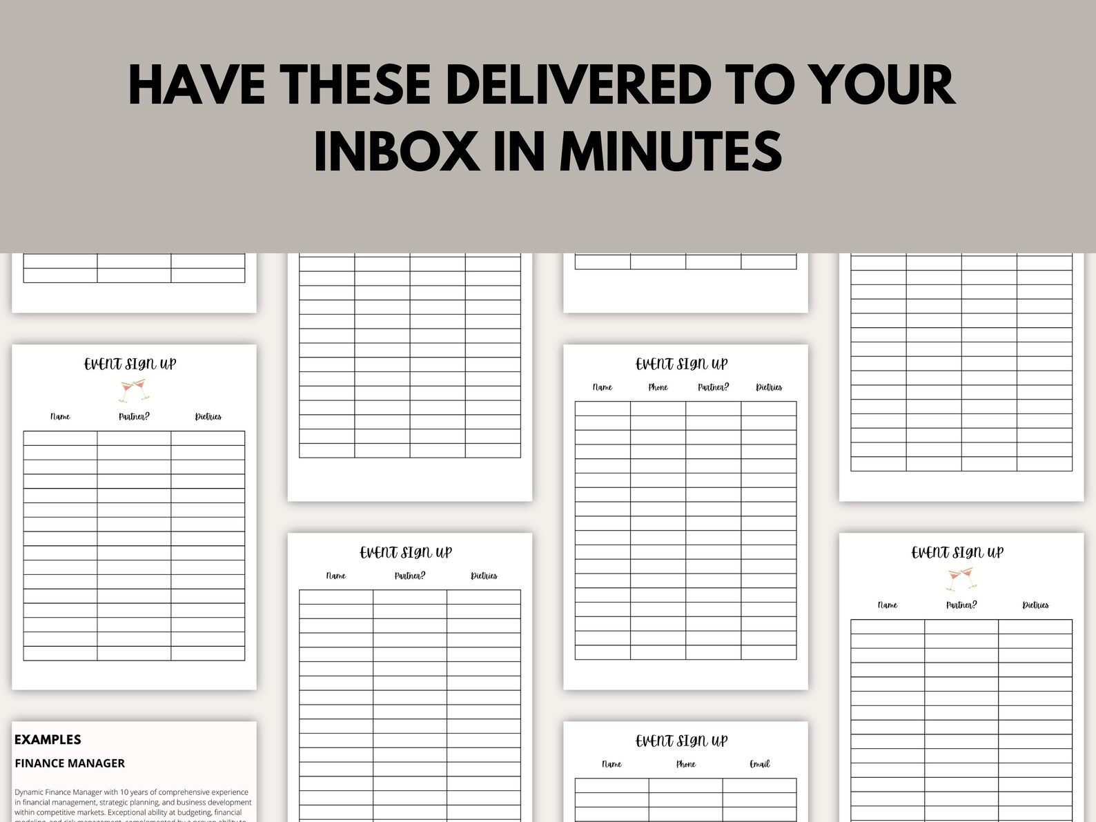 Minimalist Event Sign up Sheet - Printable Employee Sign up Template ...