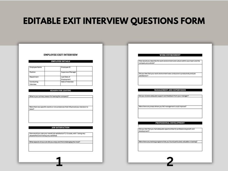 Employee Exit Interview Questions - Editable and Printable Form for ...