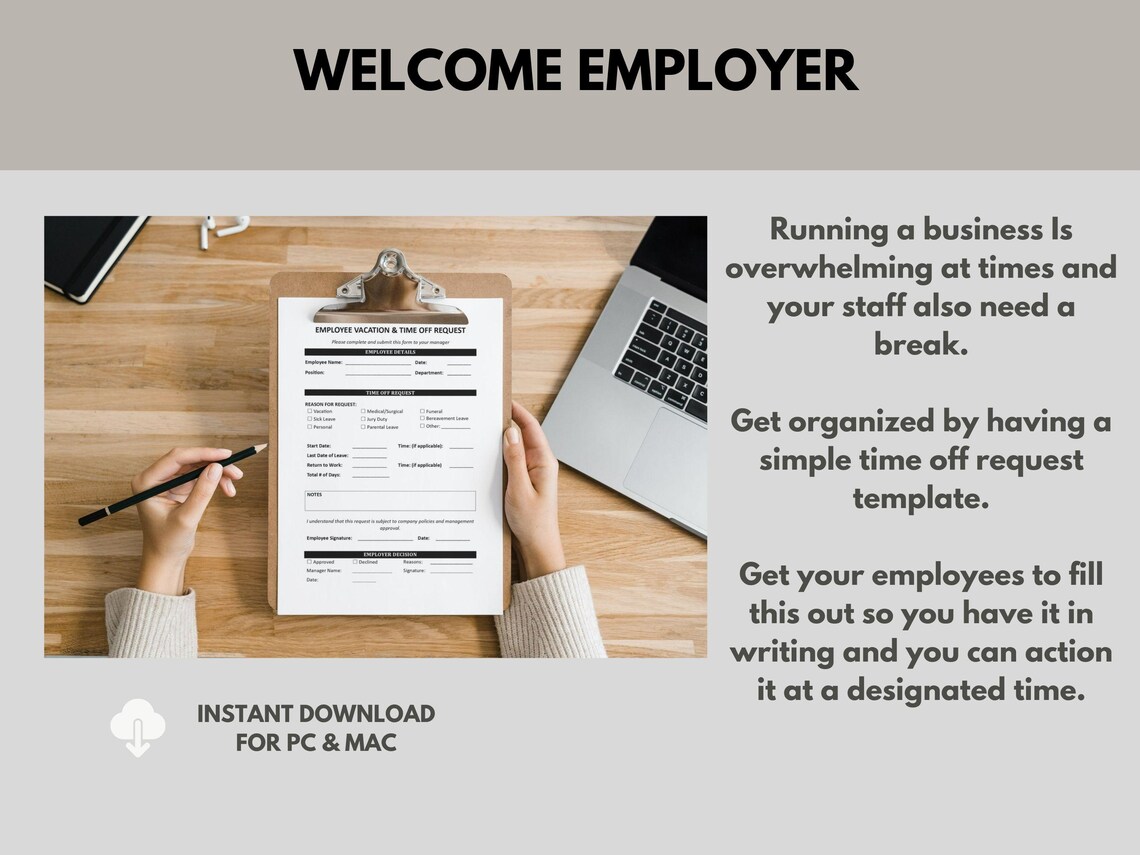 Fillable Employee Time off Request Form - Printable HR Template for ...