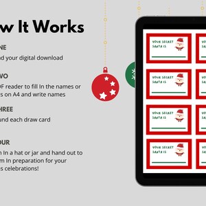Secret Santa Draw - Cards for Office Party, Printable Gift Exchange, Xmas Gift Swap, Christmas ...