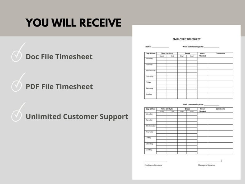 Employee Timesheet - Fillable, Printable & Editable Biweekly, Split ...