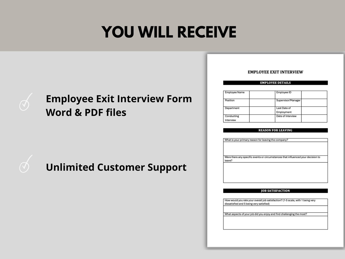 Employee Exit Interview Questions - Editable and Printable Form for ...