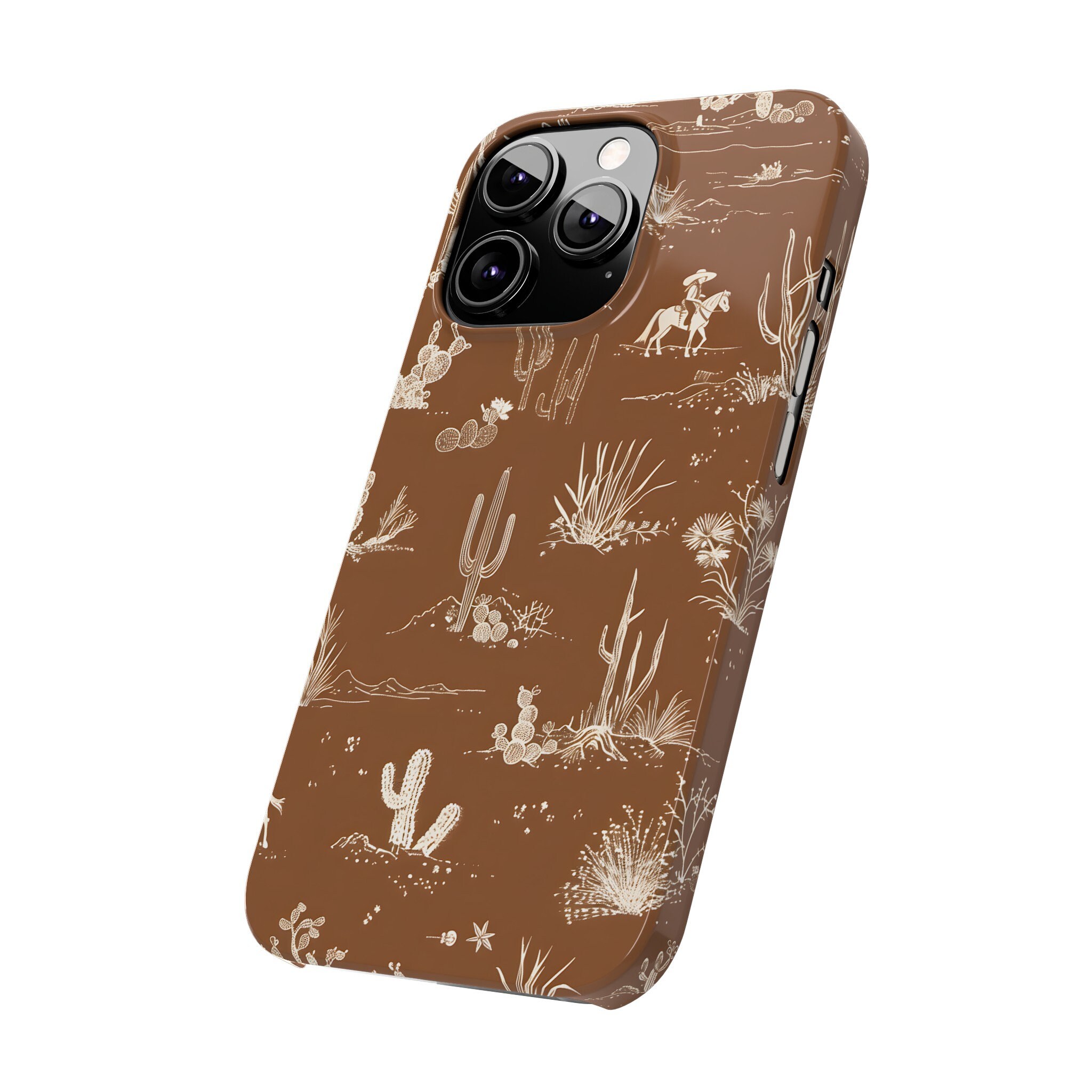 Wild West Cowgirl Digital Art Phone Case, Brown US Desert Vintage ...