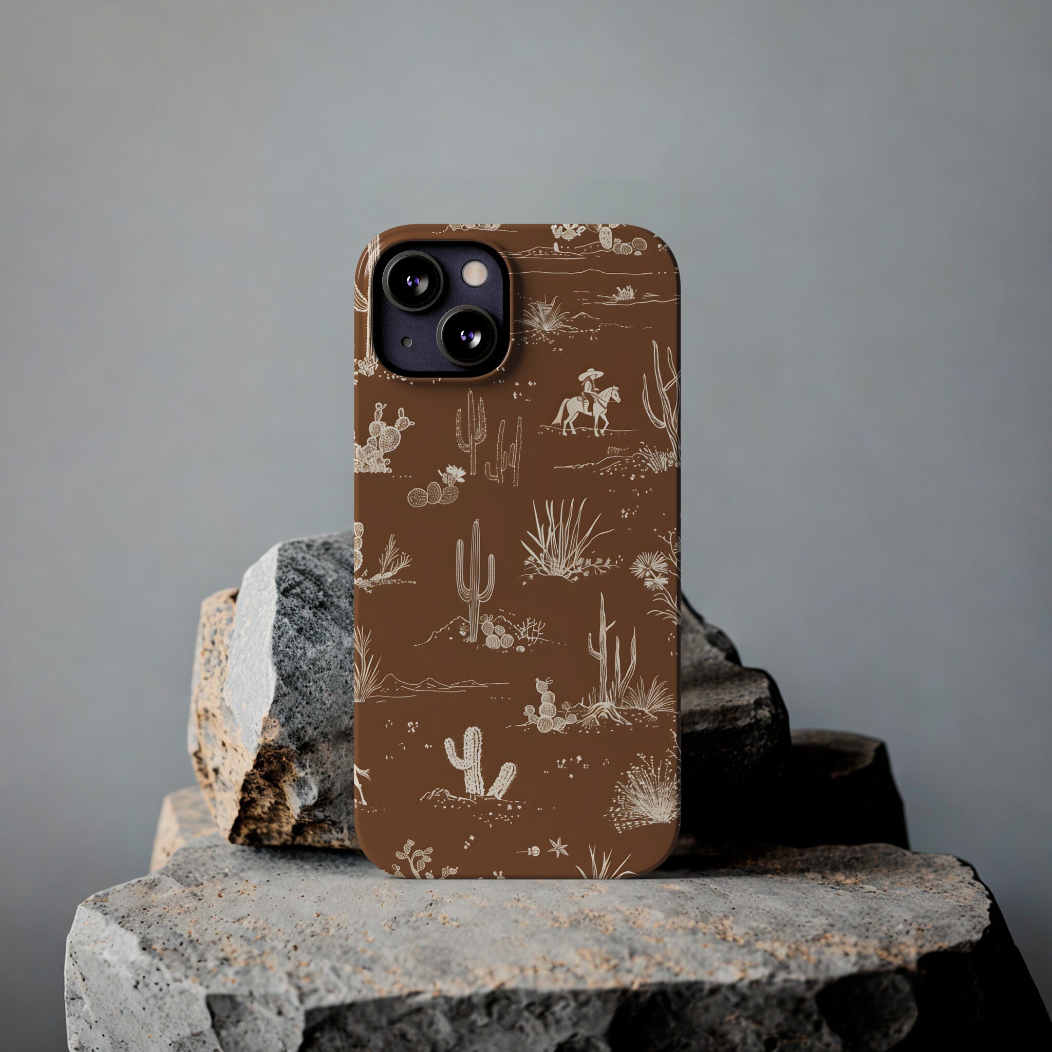 Wild West Cowgirl Digital Art Phone Case, Brown US Desert Vintage ...