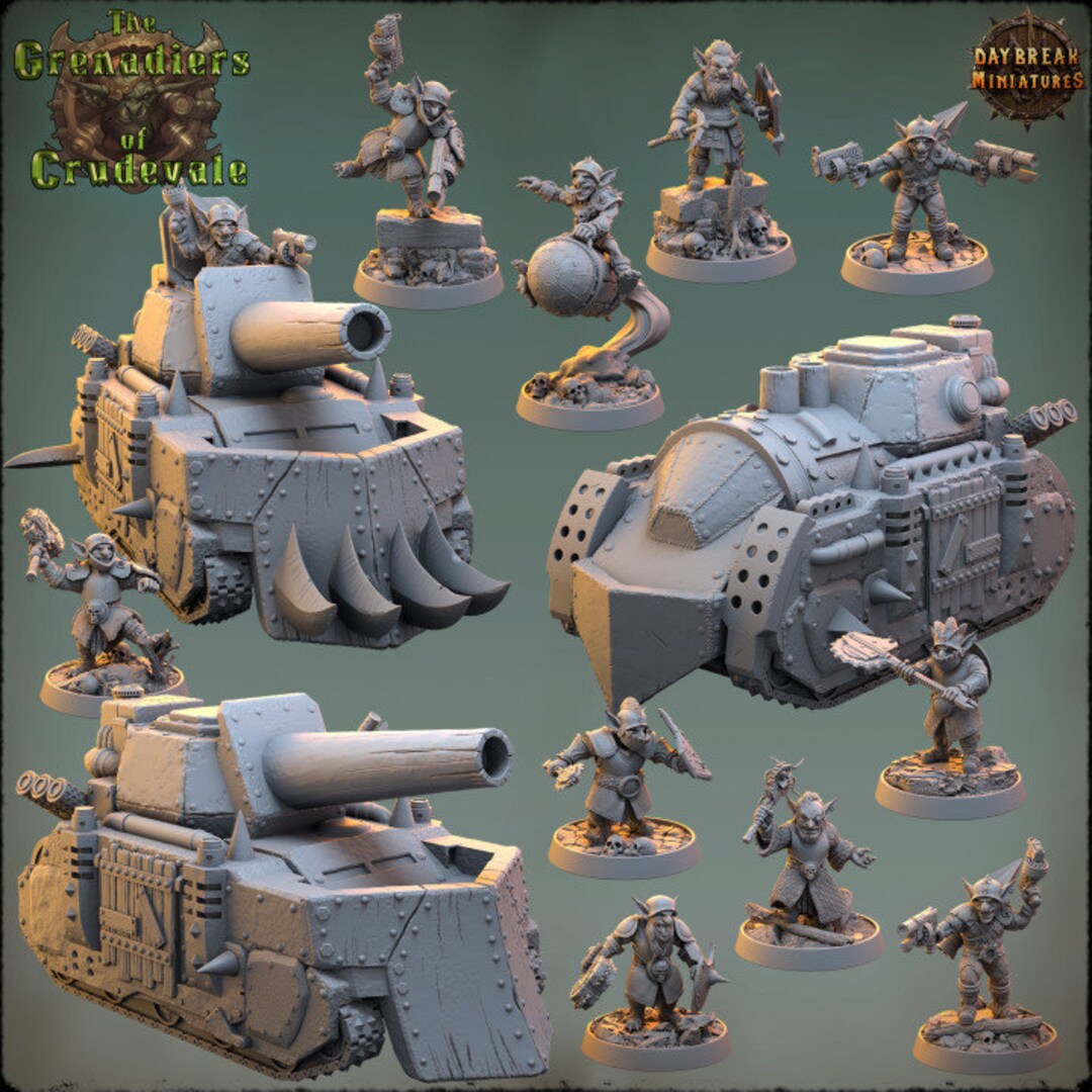 28mm Goblin Battle Force for SCIFI and Fantasy Games 3 Tanks and 10 ...