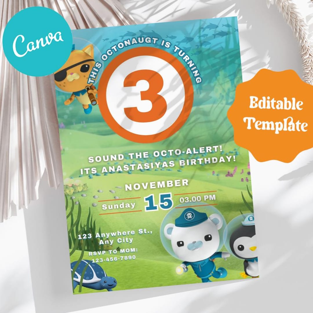 Editable Octonauts Birthday Invitation, Octonauts Invitation, Captain ...