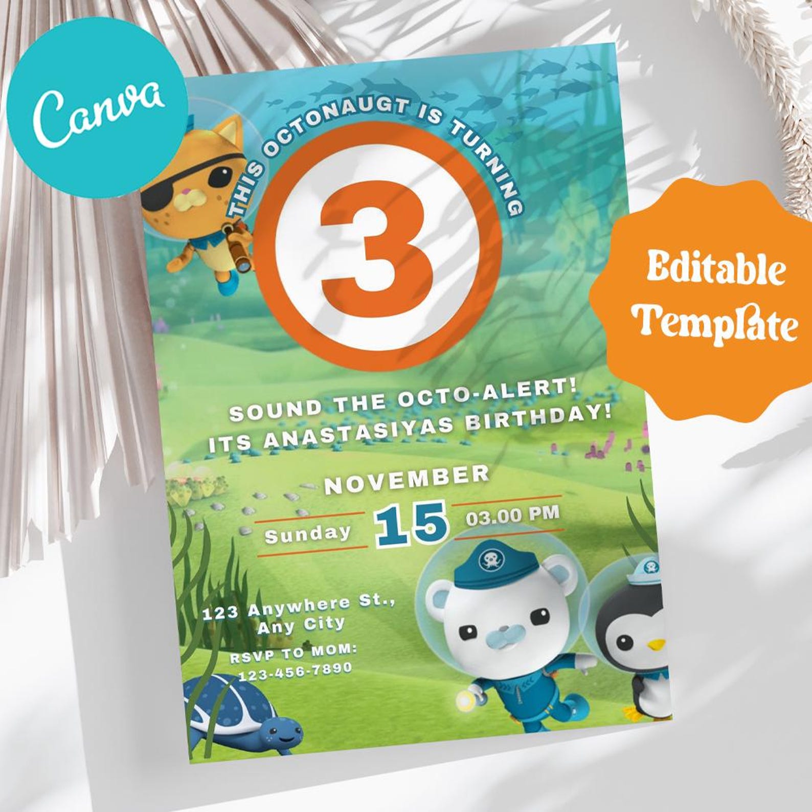 Editable Octonauts Birthday Invitation, Octonauts Invitation, Captain ...