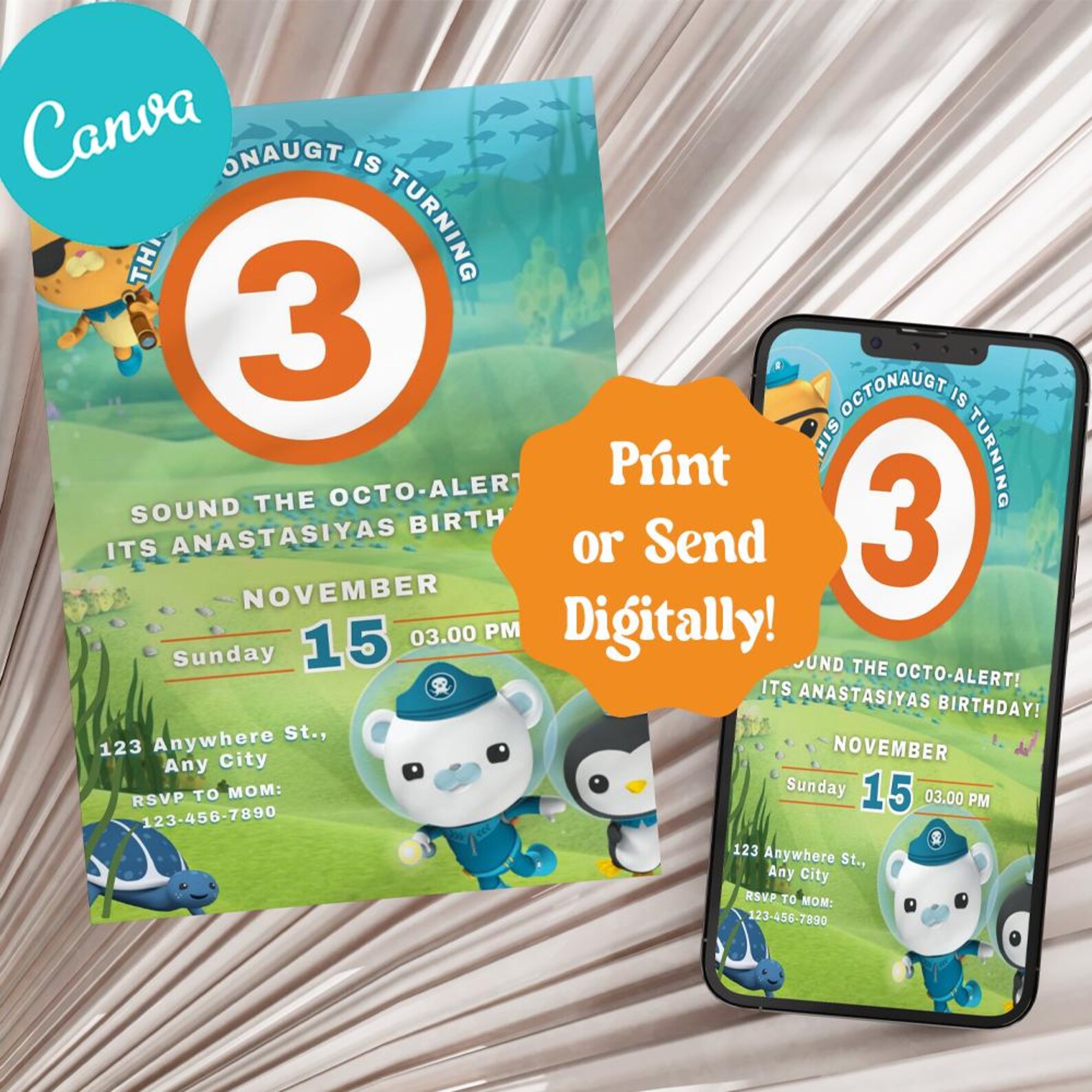 Editable Octonauts Birthday Invitation, Octonauts Invitation, Captain ...