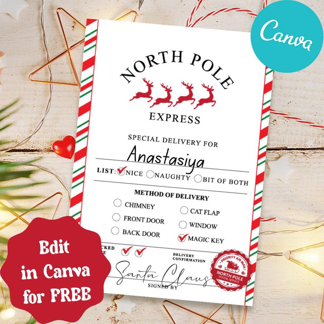 Personalized North Pole Delivery Gift Tag: Santa's Workshop (CANVA) - Etsy