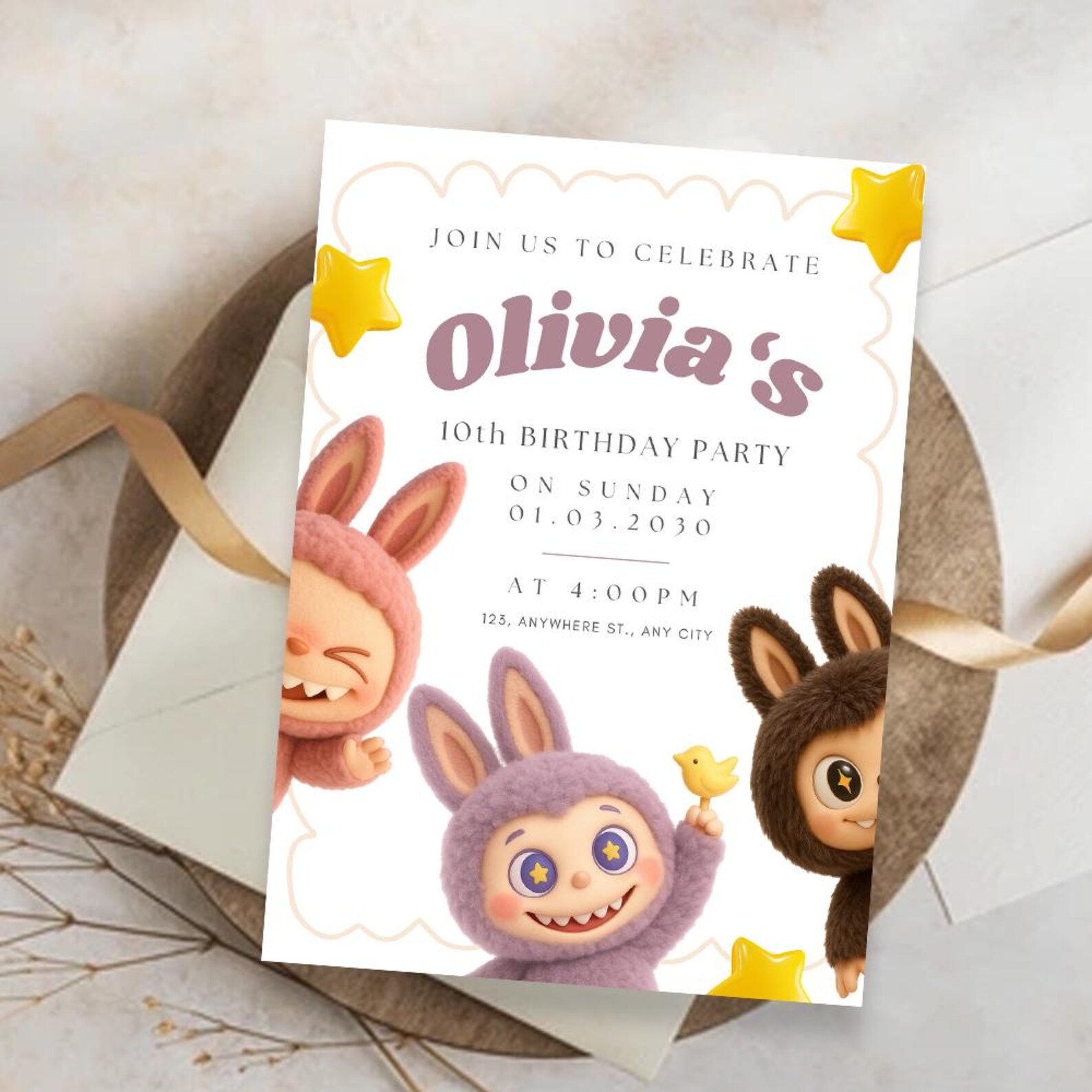 Labubu Birthday Party Invitation, Labubu Birthday Party, Invitation ...