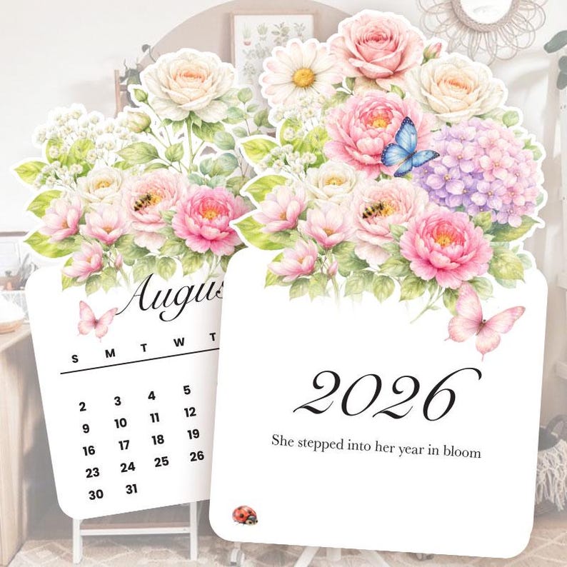 2026 Floral Desk Calendar: Printable PNG & SVG for Circuit and ...