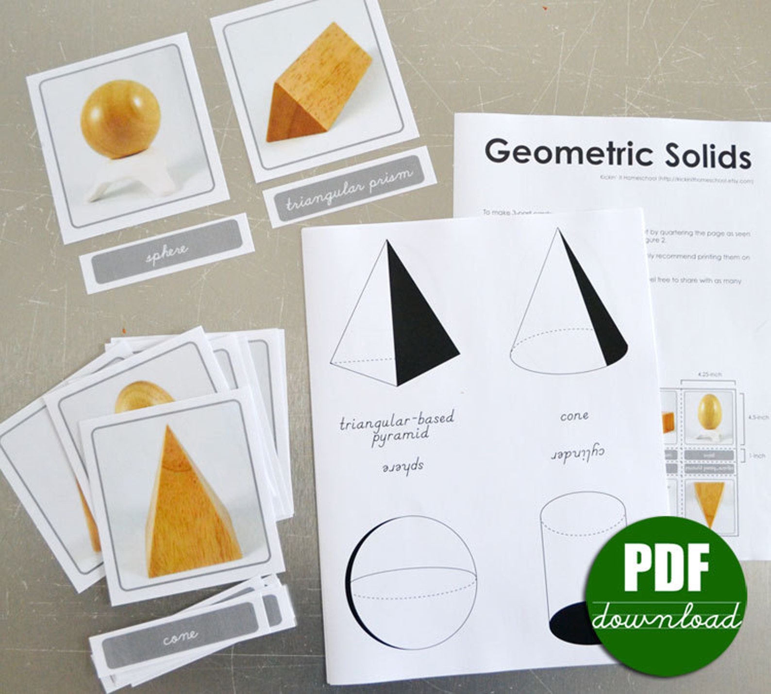 Digital Printable PDF Download Montessori Geometic Solids and ...