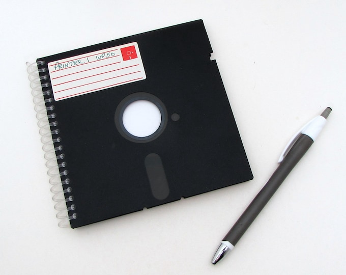1980s Floppy Disk Journal - Recycled Notebook - Large Floppy Journal ...