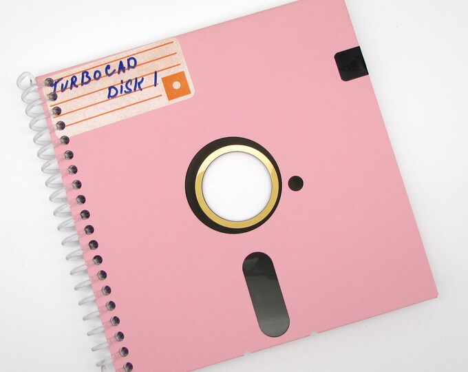 1980s Floppy Disk Journal Pink Floppy Notebook Large Floppy Journal Spiral Notebook Software ...