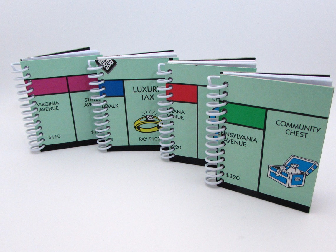 12 Recycled Mini Journal - Monopoly Notebook - Upcycled Notebooks ...