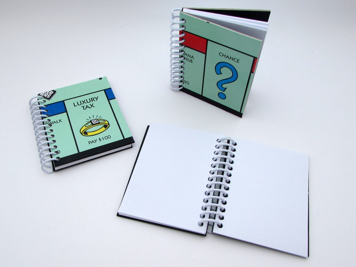 12 Recycled Mini Journal - Monopoly Notebook - Upcycled Notebooks ...