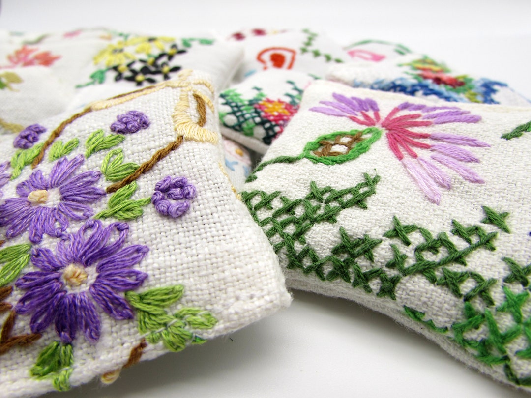 3 Dried Lavender Sachets - Embroidered Sachets - Stocking Stuffers ...