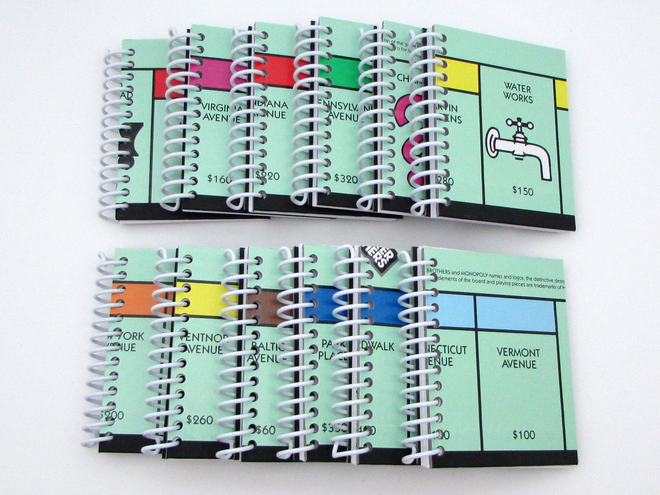 12 Recycled Mini Journal - Monopoly Notebook - Upcycled Notebooks ...