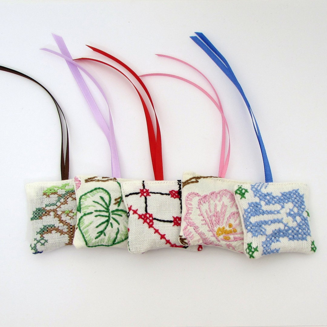 Hanging Lavender Sachets - Embroidered Sachets - Stocking Stuffers ...