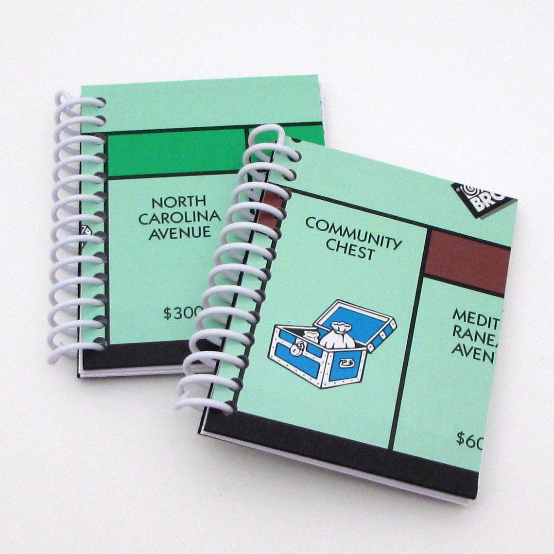 2 Recycled Mini Journal - Monopoly Board Notebook - Upcycled Notebooks ...