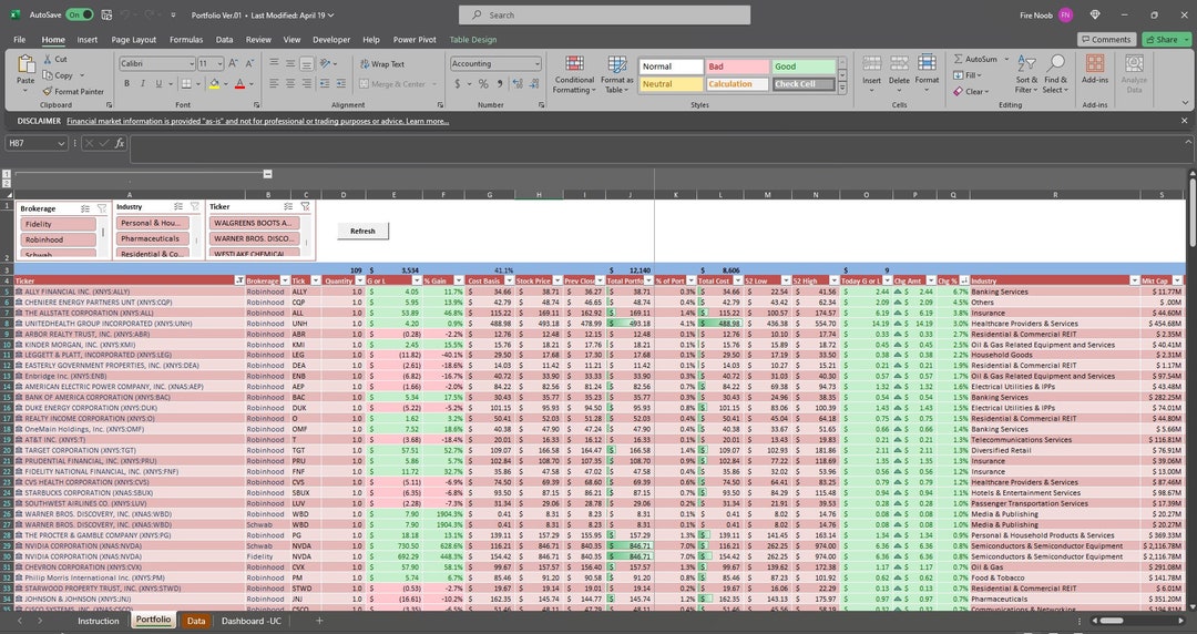 Microsoft Excel Stocks Tracker - Etsy