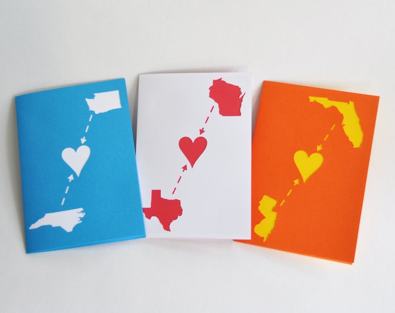 Long Distance Relationship Map Card Custom Made With Your Two States - Etsy