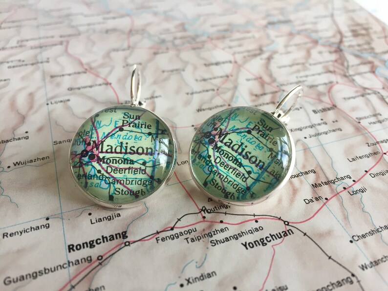 Map Earrings Personalized With the City You Choose | Etsy