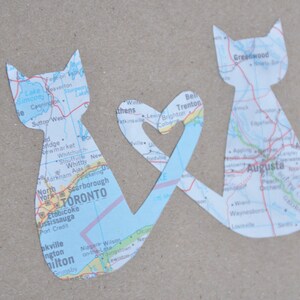 Personalized Card Cat Map Love Cats Distance BFF - Etsy