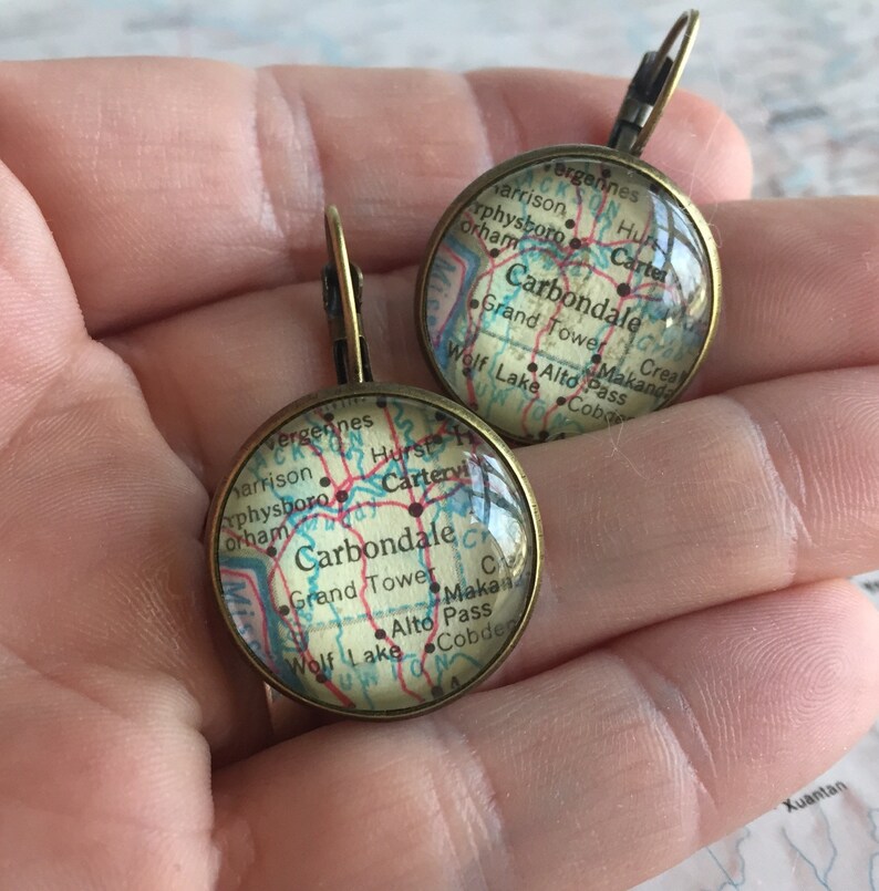 Map Earrings Personalized With the City You Choose | Etsy